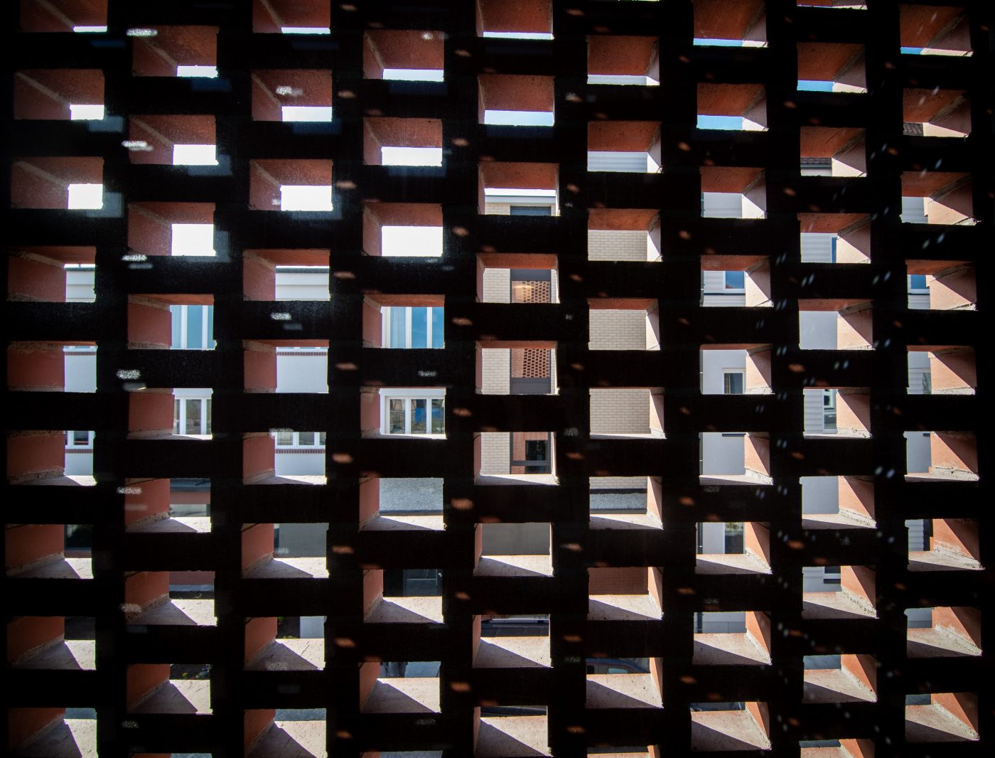 Brick facade with interplay of light and shade